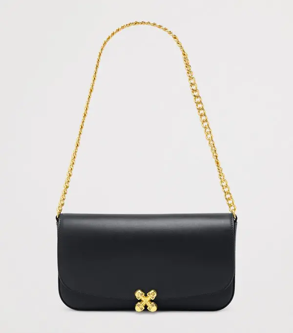 Alexander McQueen Leather Shoulder Bag With Skull Flower Clasp - Black