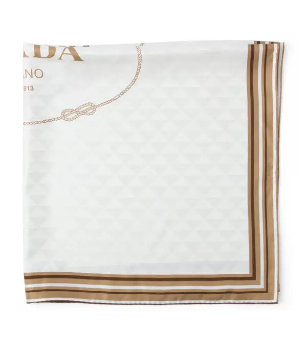 Prada Silk Twill Jacquard Scarf - Neutral