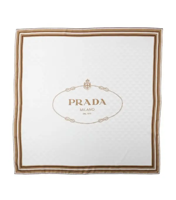 Prada Silk Twill Jacquard Scarf - Neutral