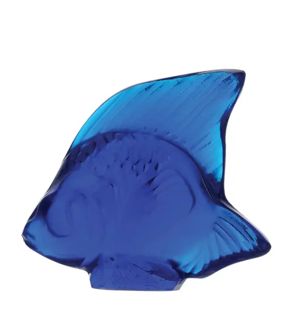 Lalique Crystal Fish Sculpture - Blue