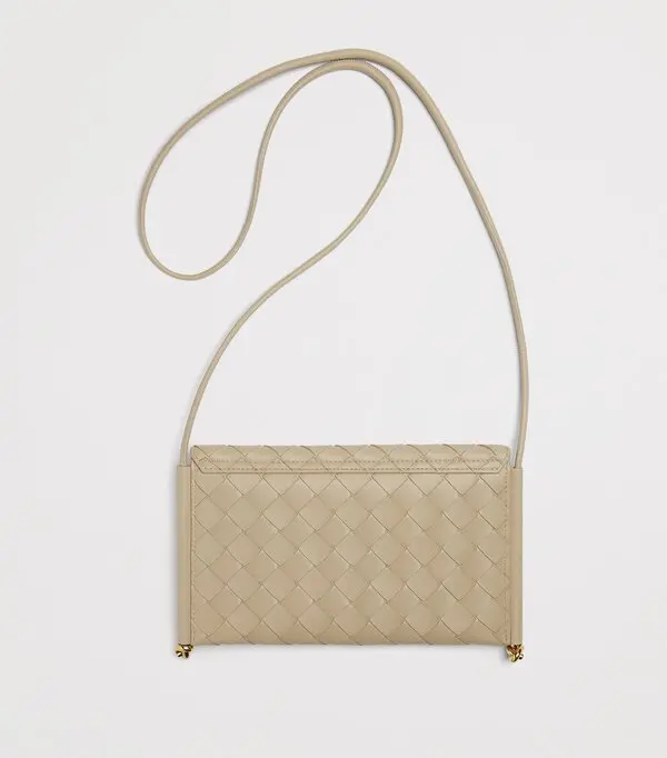 Bottega Veneta Calfskin Solstice Phone Pouch With Intrecciato Weave And Gold-tone Knotted Details