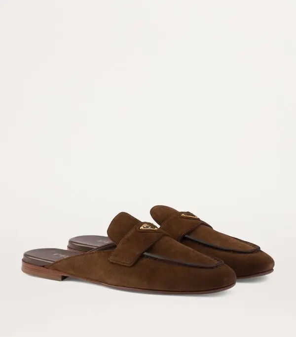 Prada Suede Mules - Brown
