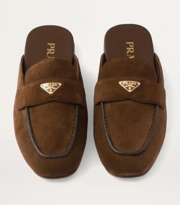 Prada Suede Mules - Brown