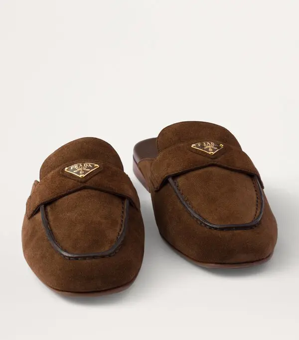 Prada Suede Mules - Brown