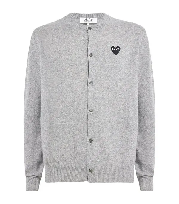 Play Comme Des Garcon Wool Heart Cardigan - Grey