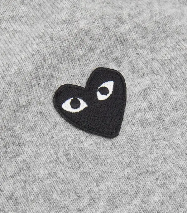 Play Comme Des Garcon Wool Heart Cardigan - Grey