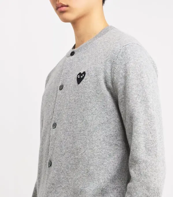 Play Comme Des Garcon Wool Heart Cardigan - Grey