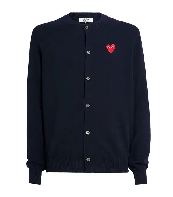 Play Comme Des Garcon Wool Heart Cardigan