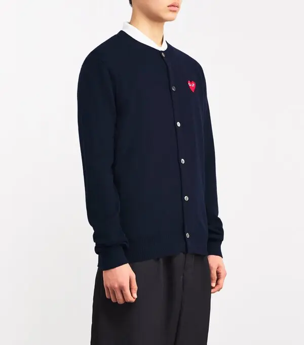 Play Comme Des Garcon Wool Heart Cardigan