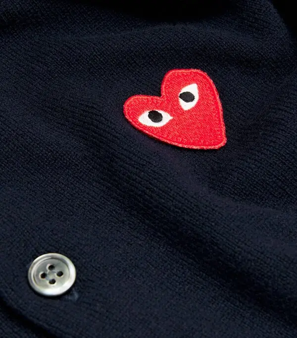 Play Comme Des Garcon Wool Heart Cardigan