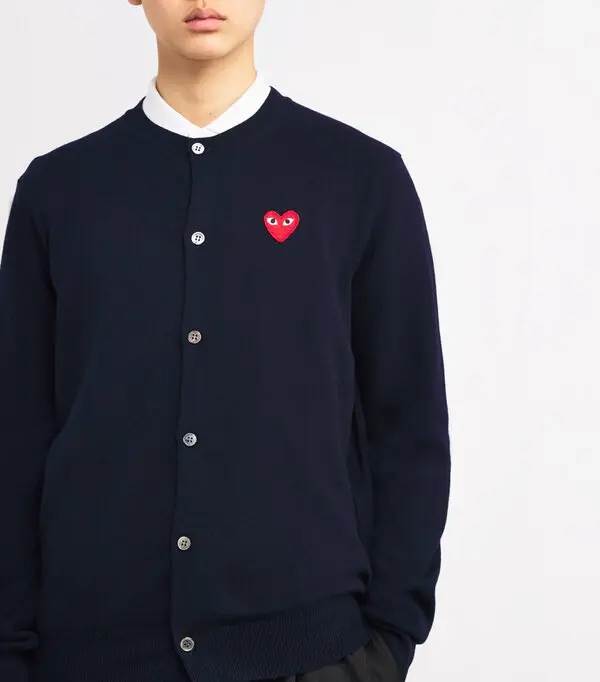 Play Comme Des Garcon Wool Heart Cardigan