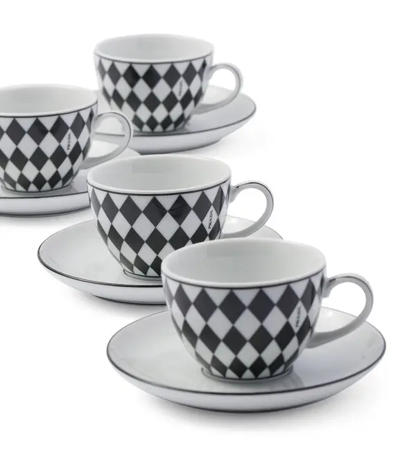 Prada Chequerboard Coffee Cup And Saucer
