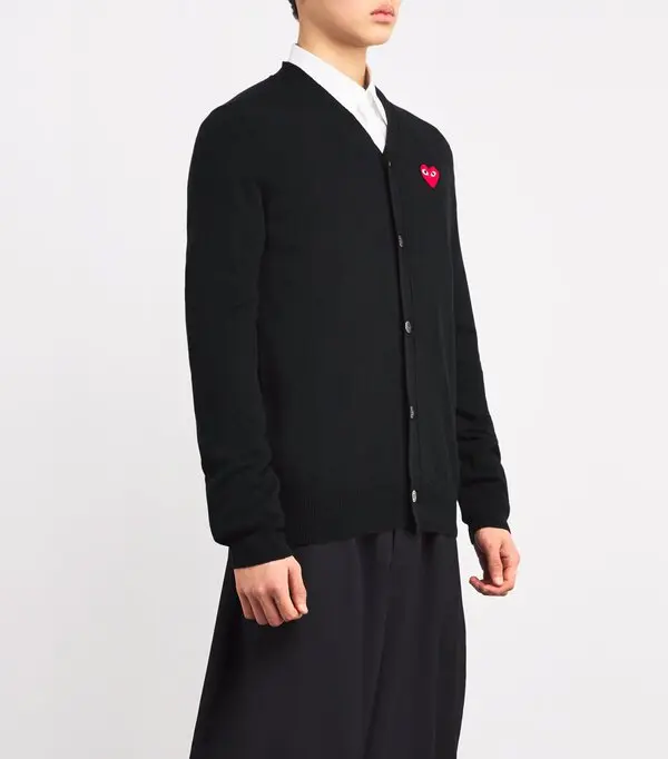 Play Comme Des Garcon Wool Heart Cardigan
