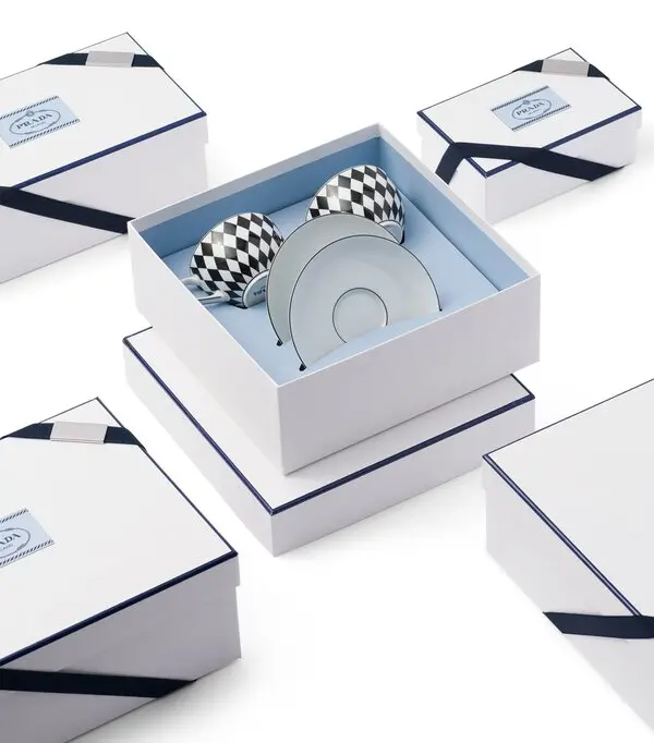 Prada Chequerboard Cappuccino Cup And Saucer