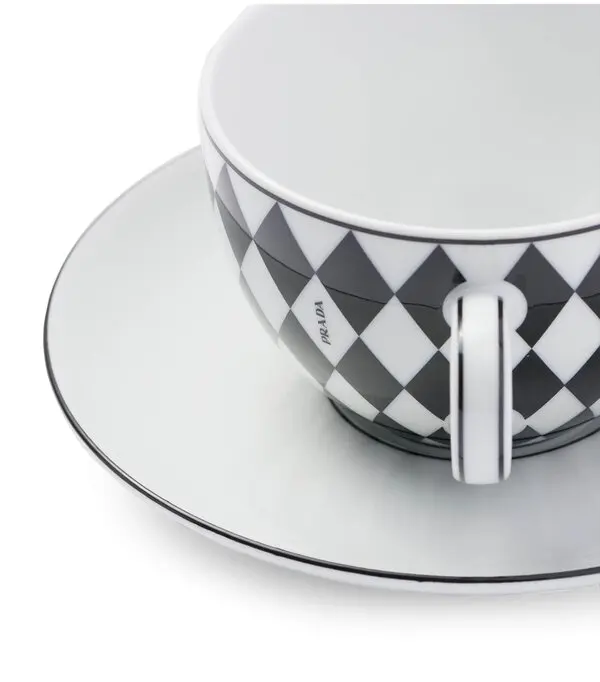 Prada Chequerboard Cappuccino Cup And Saucer