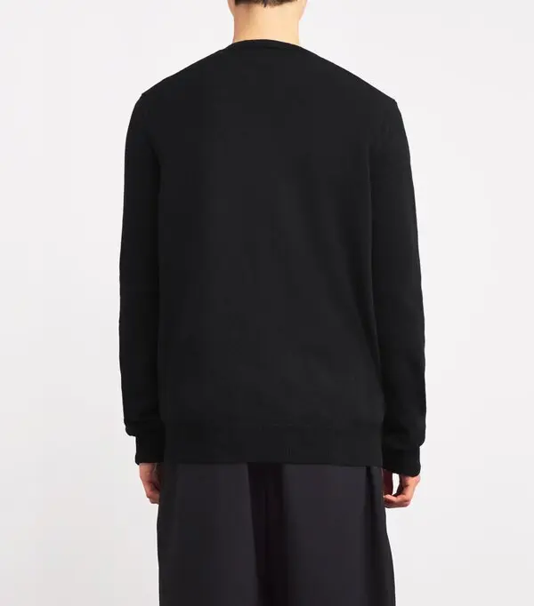 Play Comme Des Garcon Wool V-neck Sweater With Heart Applique - Black