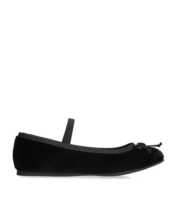 PAPOUELLI Velvet Ballet Flats - Black