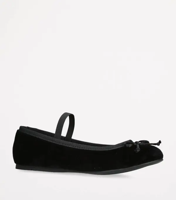PAPOUELLI Velvet Ballet Flats - Black