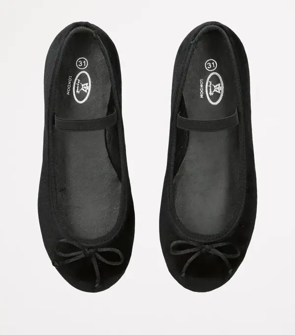 PAPOUELLI Velvet Ballet Flats - Black