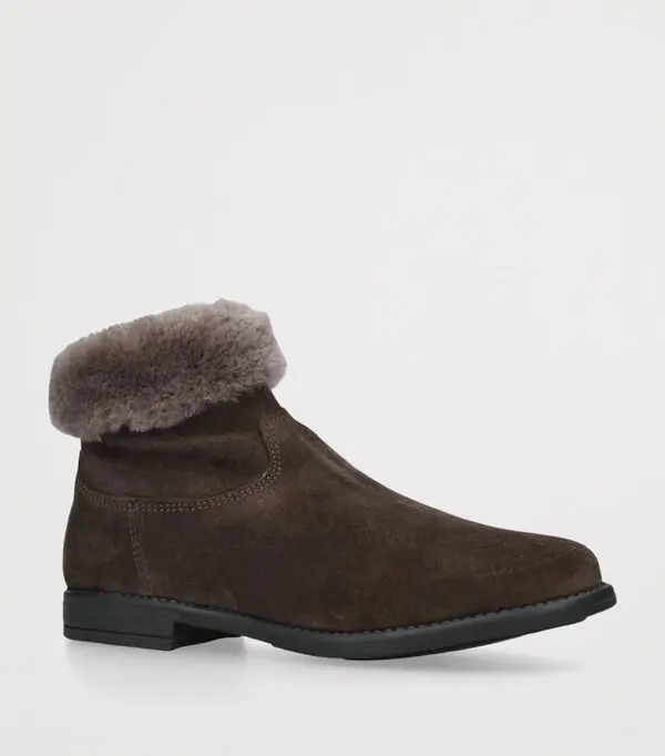 PAPOUELLI Suede Matilda Ankle Boots - Brown