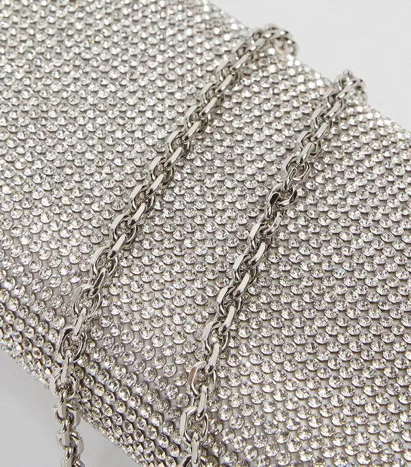 Judith Leiber Satin Crystal-embellished Perry Clutch Bag - Silver