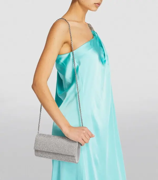 Judith Leiber Satin Crystal-embellished Perry Clutch Bag - Silver