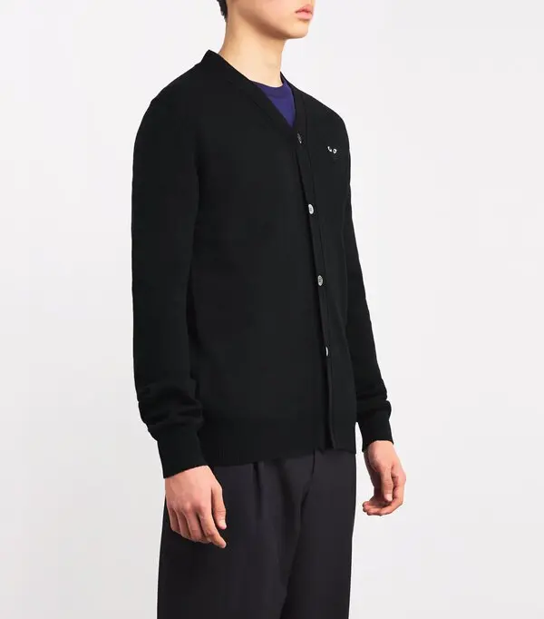 Play Comme Des Garcon Wool Heart Cardigan