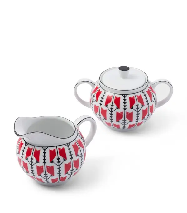 Prada Porcelain Vienna Arrows Creamer Jug And Sugar Pot Set
