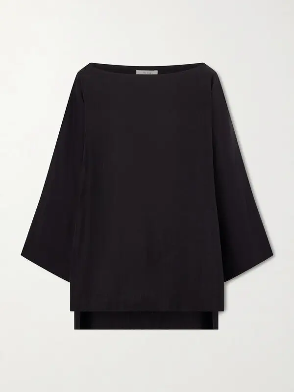 THE ROW Junia Oversized Linen Boatneck Blouse