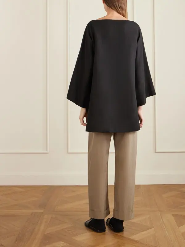 THE ROW Junia Oversized Linen Boatneck Blouse