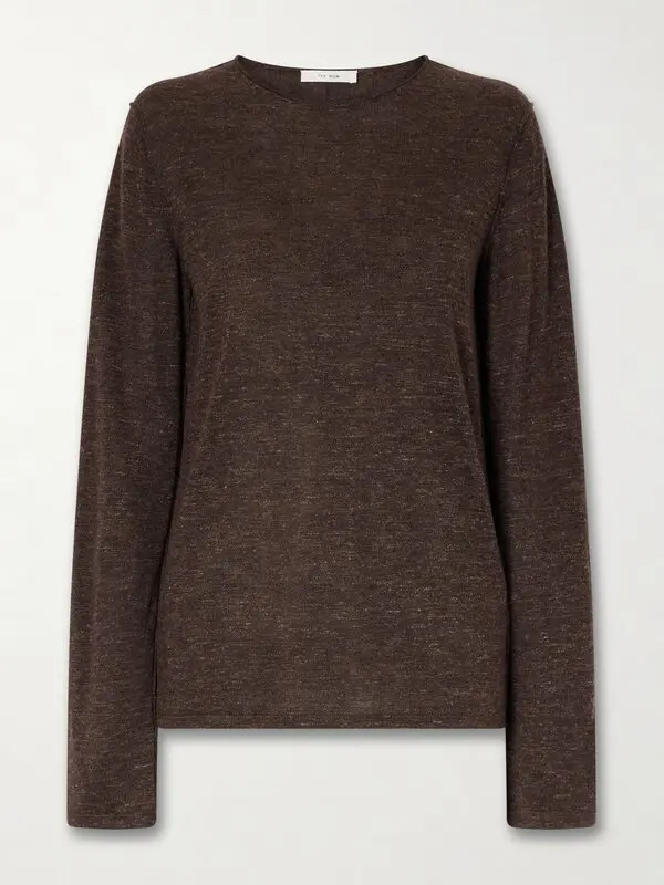 THE ROW Nile Cashmere, Silk And Linen-blend Sweater - Brown