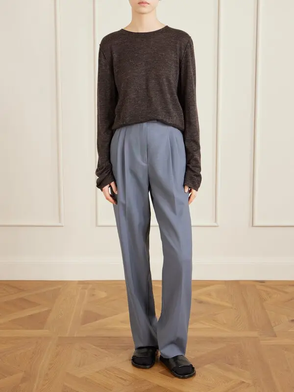 THE ROW Nile Cashmere, Silk And Linen-blend Sweater - Brown