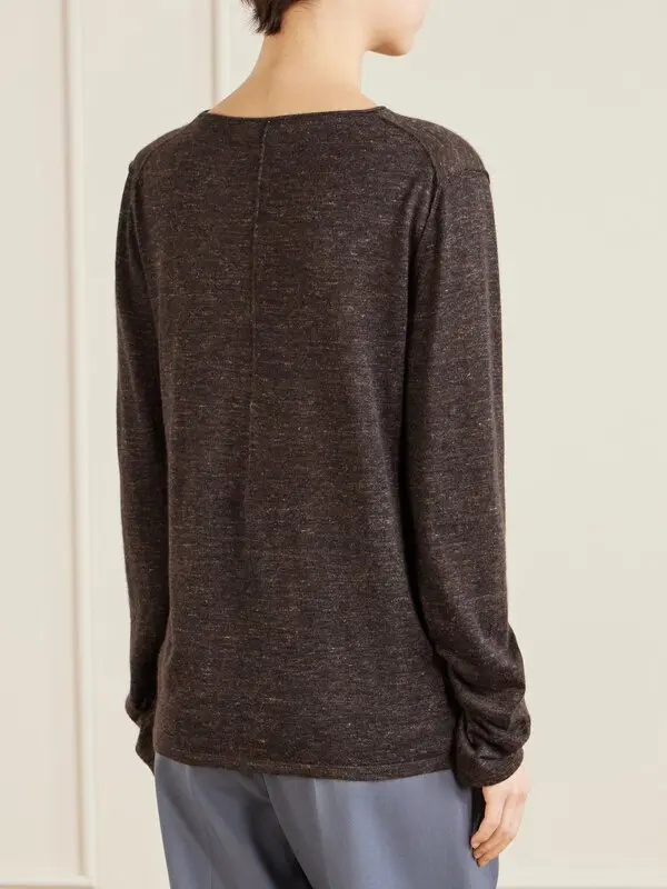 THE ROW Nile Cashmere, Silk And Linen-blend Sweater - Brown