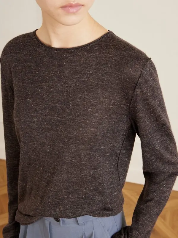 THE ROW Nile Cashmere, Silk And Linen-blend Sweater - Brown