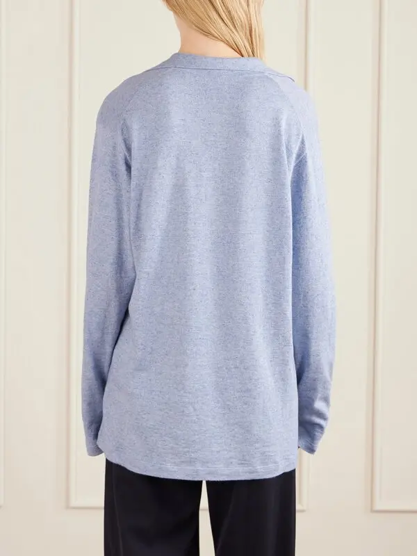 THE ROW Niosa Cotton And Linen-blend Polo Shirt - Blue