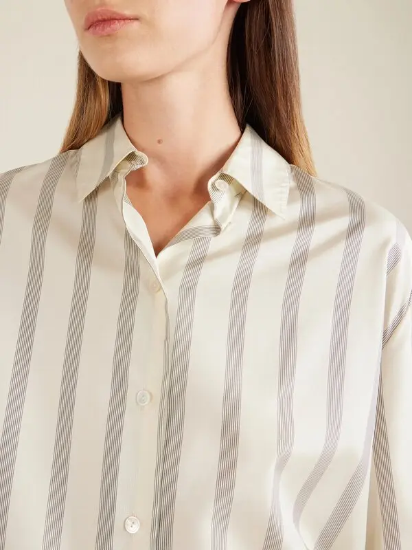 THE ROW Sisilia Oversized Pinstriped Silk-twill Shirt