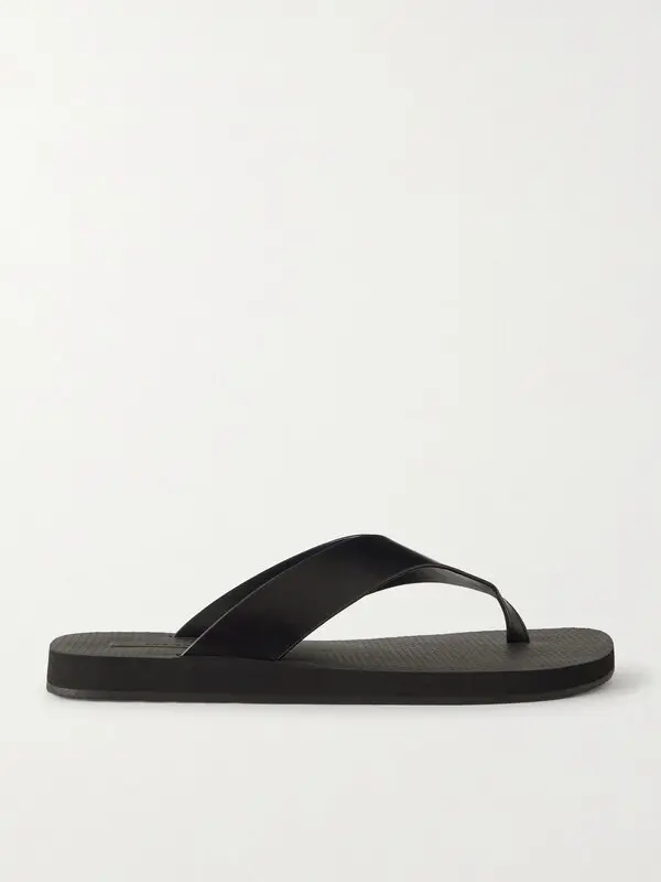 THE ROW Dune Classic Ginza Leather Flip Flops - Black