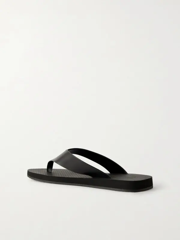 THE ROW Dune Classic Ginza Leather Flip Flops - Black