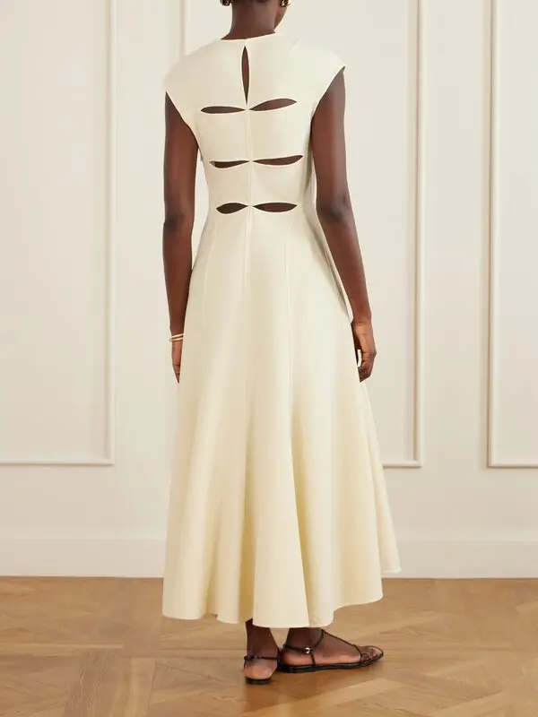 Another Tomorrow Paneled Stretch-wool Midi Dress