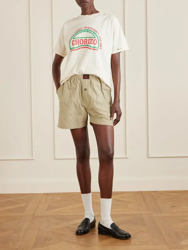 WILLY CHAVARRIA Cotton Poplin Boxer Shorts - Neutrals