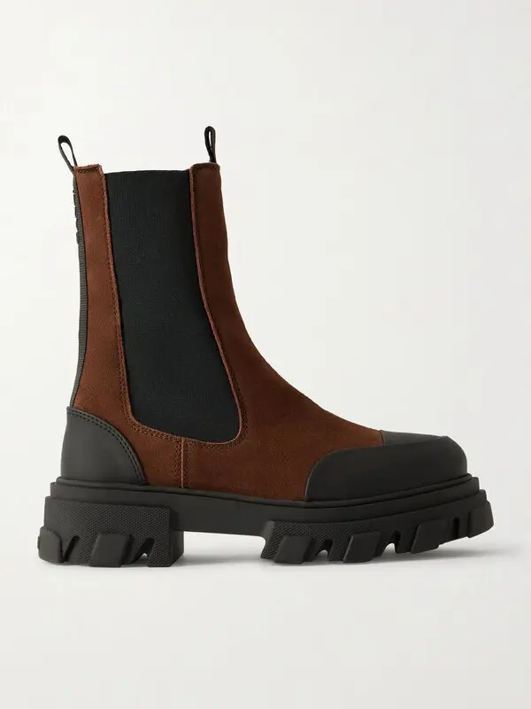 GANNI Rubber-trimmed Recycled-suede Chelsea Boots
