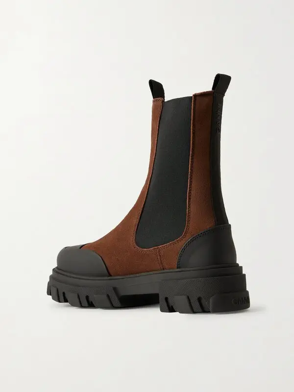 GANNI Rubber-trimmed Recycled-suede Chelsea Boots
