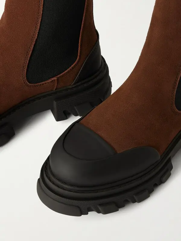 GANNI Rubber-trimmed Recycled-suede Chelsea Boots