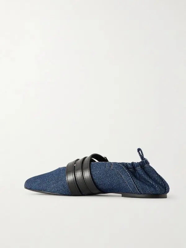 GANNI Sue Embellished Denim Ballet Flats - Blue