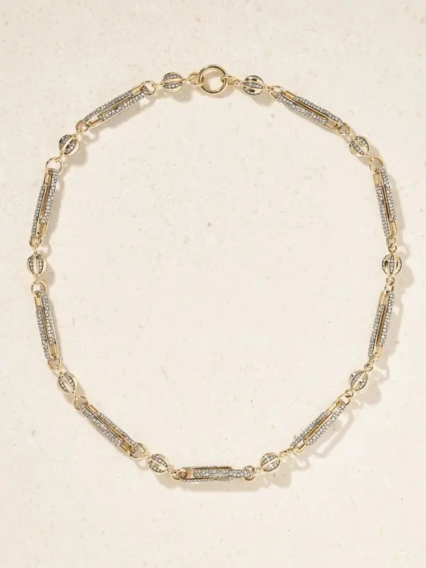 LUCY DELIUS Double Diamond Stirrup Necklace - Gold