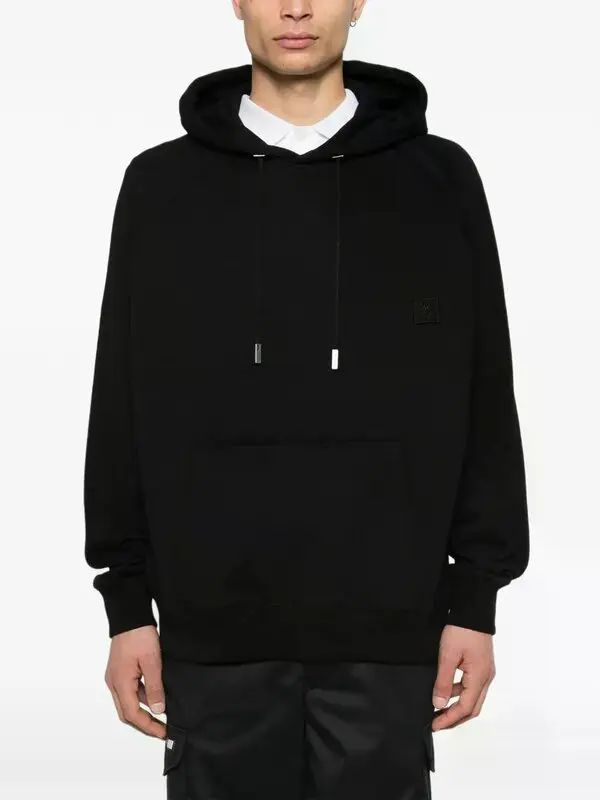 WOOYOUNGMI Hooded Sweatshirt With Logo Patch - Black