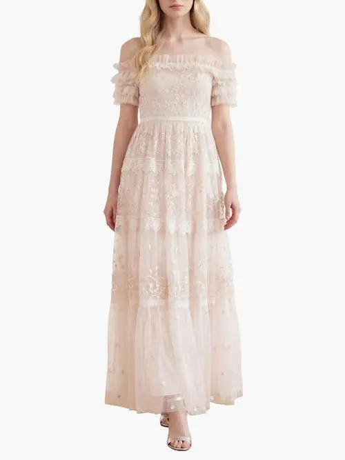 NEEDLE & THREAD Midsummer Lace Off-shoulder Gown