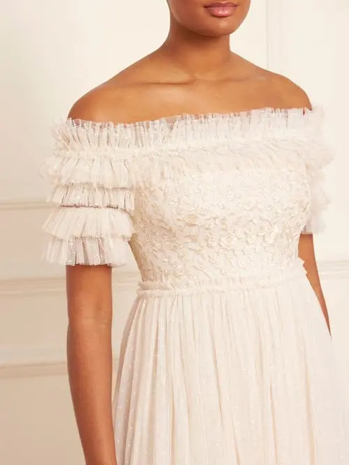 NEEDLE & THREAD Midsummer Lace Off Shoulder Ankle Gown
