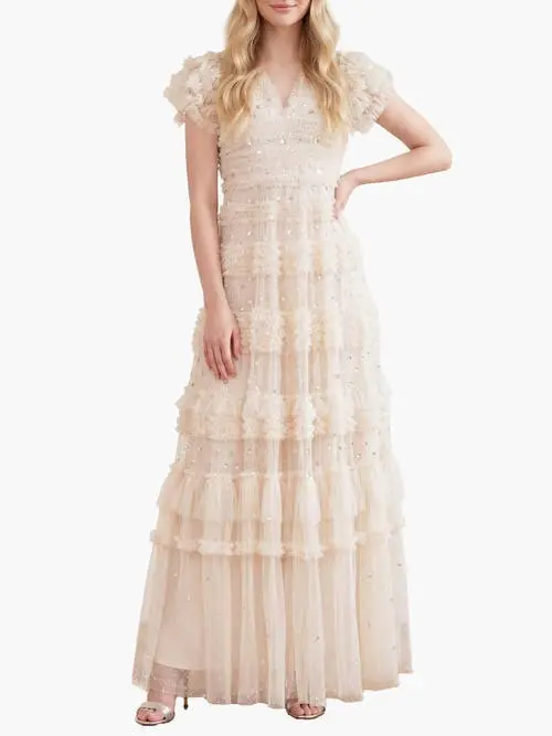 NEEDLE & THREAD Vivian V-neck Sequin Dress