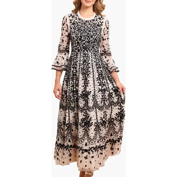 NEEDLE & THREAD Adeline Round Neck Maxi Dress